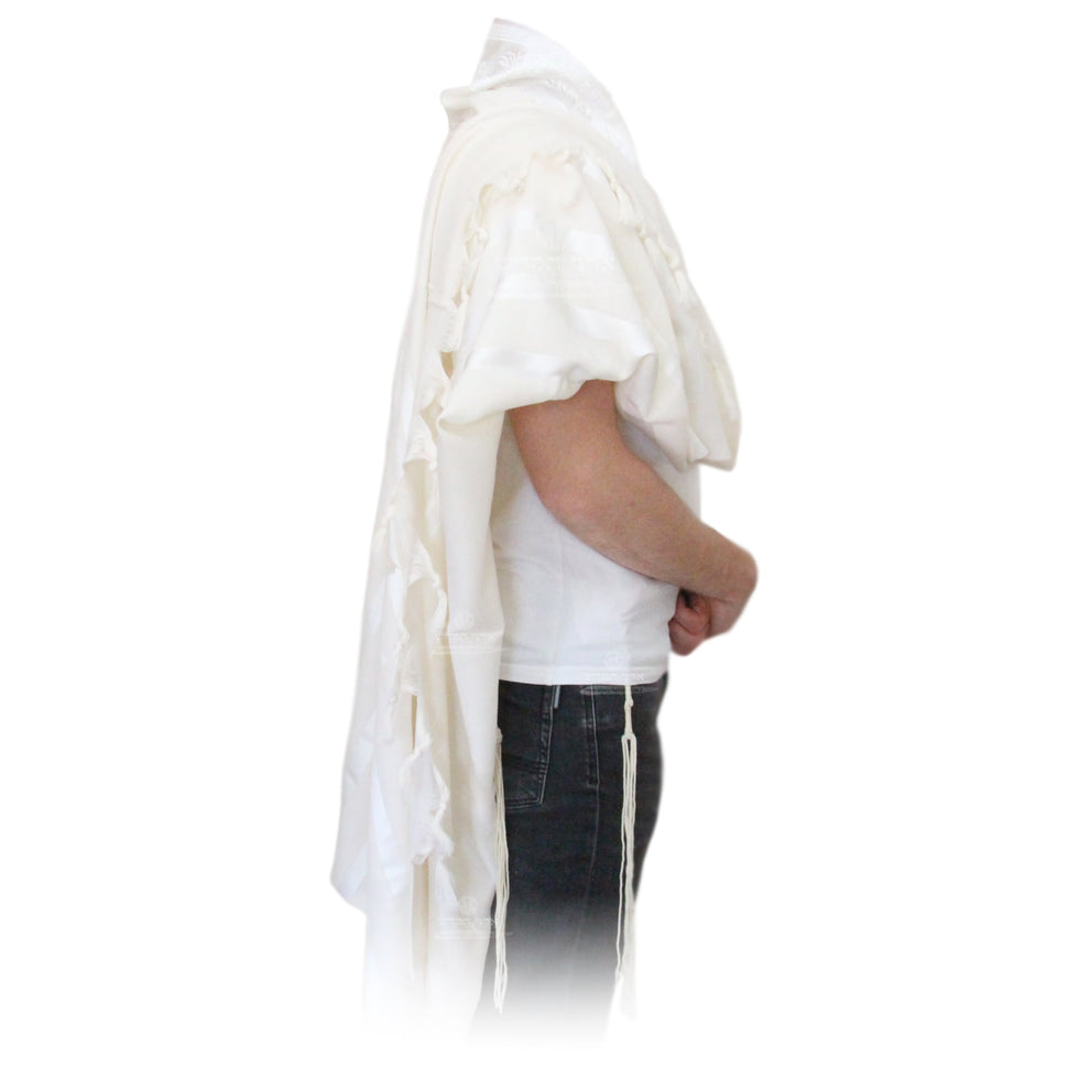 Tallit "Pe'er Kal" - White, Black – Adney Hakodesh
